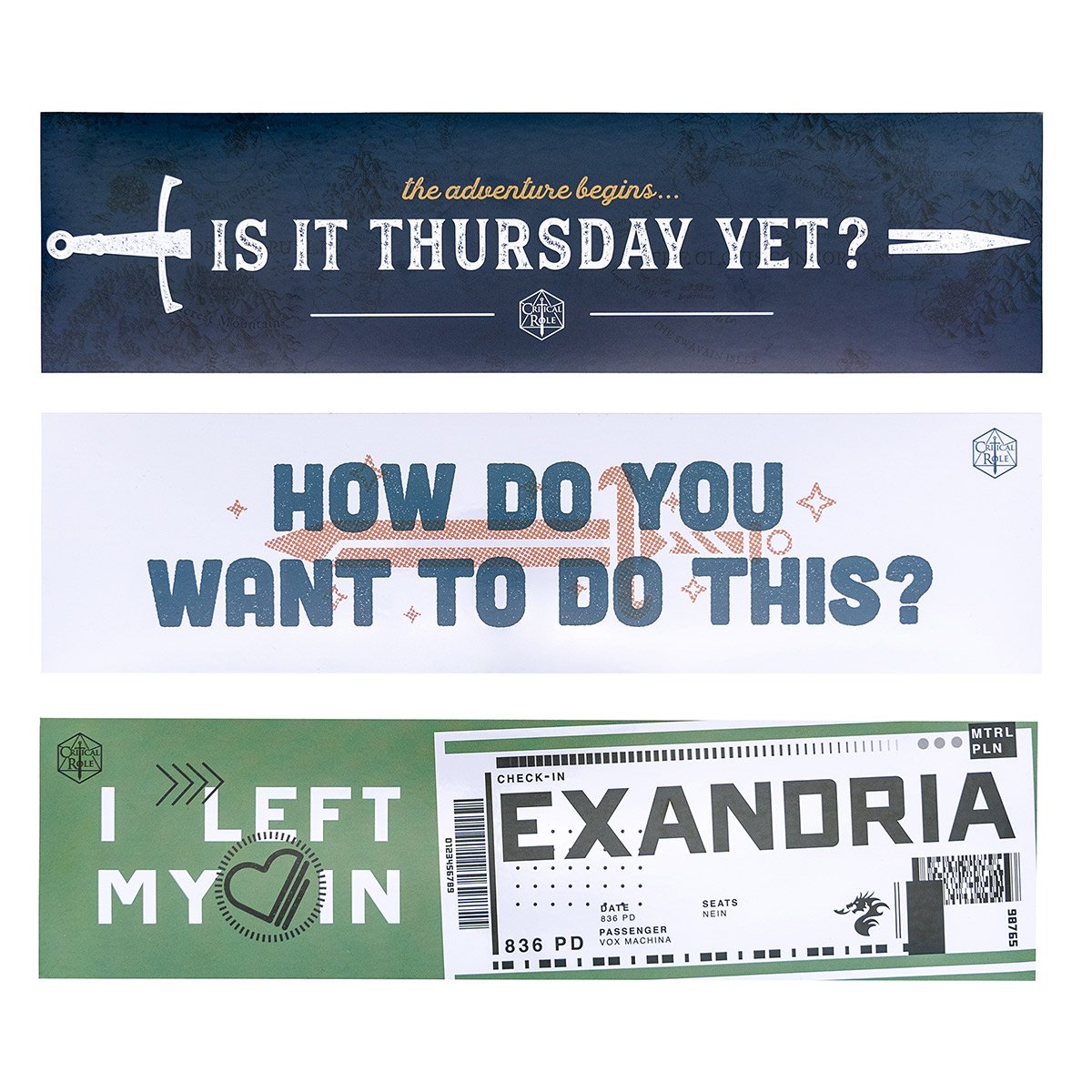 Critical Role Bumper Sticker 3-Pack Set – Critical Role Shop - Australia